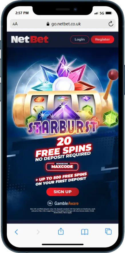 NetBet Casino Bonus Code: MAXCODE | 20 Free Spins on Starburst